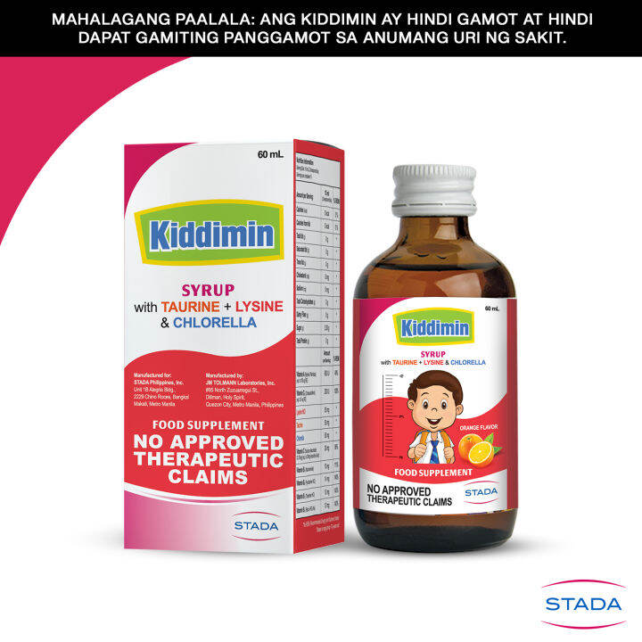 STADA KIDDIMIN Syrup with Taurine + Lysine & Chlorella 60ml | Lazada PH