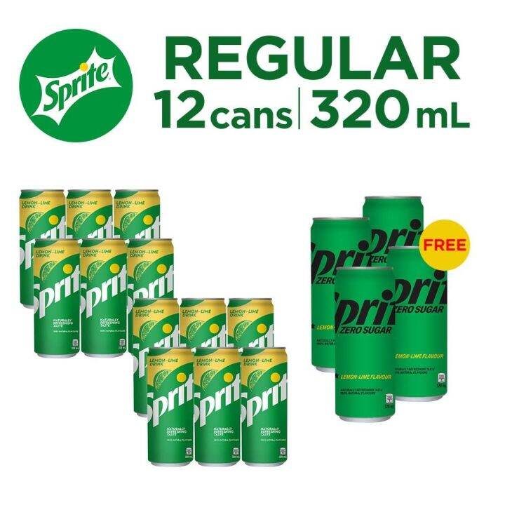 Buy 12 Sprite Regular 320mL Get 4 FREE Sprite Zero Cans | Lazada PH