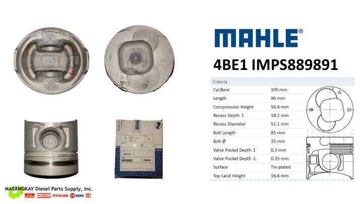 IZUMI Piston (SET) for 4BE1 IMPS889891 | Lazada PH