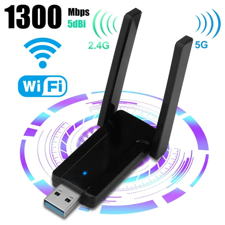 TANG 1300Mbps Wireless WiFi Adapter, 2.4G/5G Dual Band USB 3.0 WiFi ...