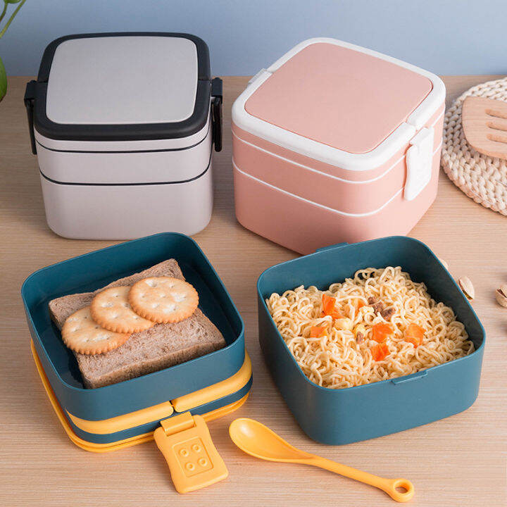 1000ML Double Layer Simple Portable Microwaveable Lunch Box | Lazada PH