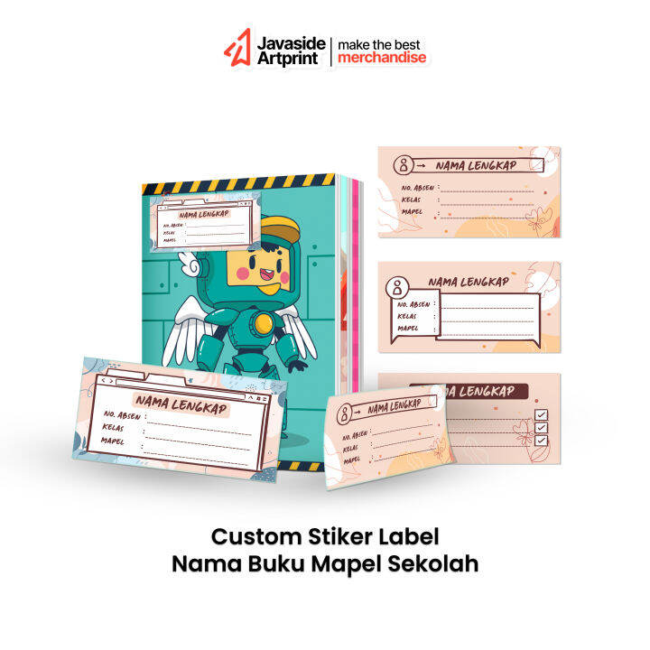 Custom stiker label Nama Buku Mapel Sekolah - Javaside artprint ...