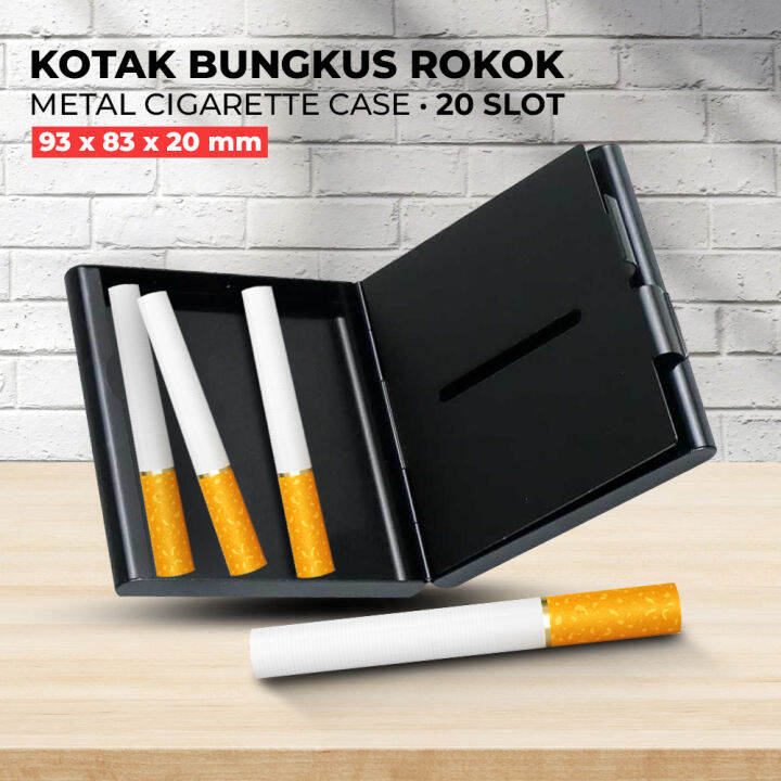 Kotak Bungkus Rokok Elegan Metal Case 20 Slot Cocok untuk rokok ukuran ...