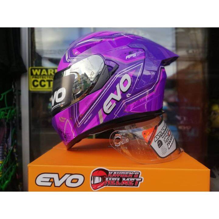 EVO GT-PRO INVICTUS GLOSS VIOLET FREE EXTRA LENS FULL FACE HELMET ...