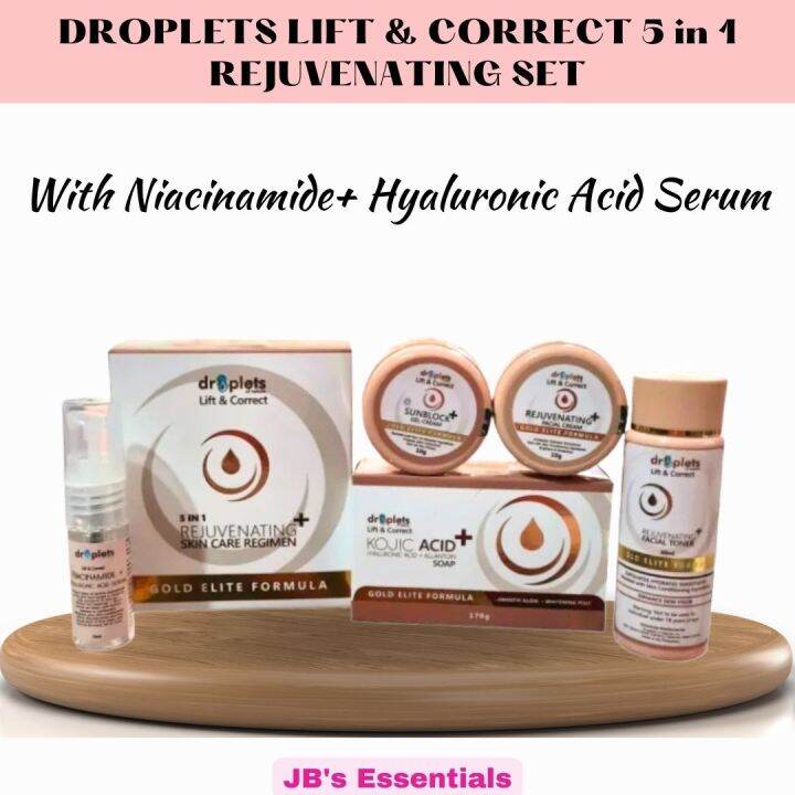 Droplets 5in1 Rejuvenating Set with Niacinamide + Hyaluronic Acid Serum ...
