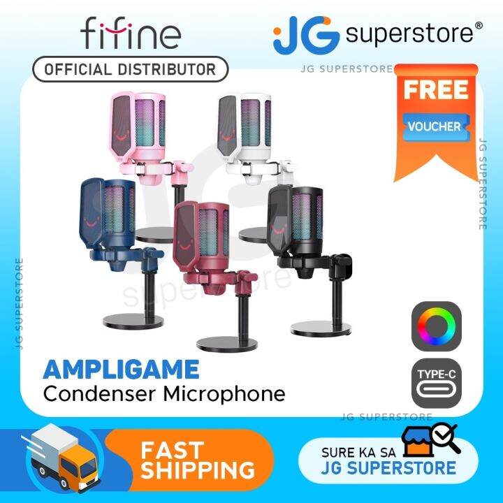 Fifine A6 AmpliGame RGB Cardioid Microphone with Built-in Volume ...