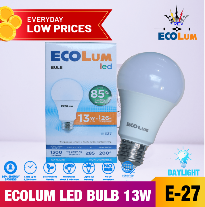 TREV Ecolum LED Bulb Daylight 3W, 5W, 7W, 9W, 11W, 13W, 15W, 17W, 19W E27 | Lazada PH