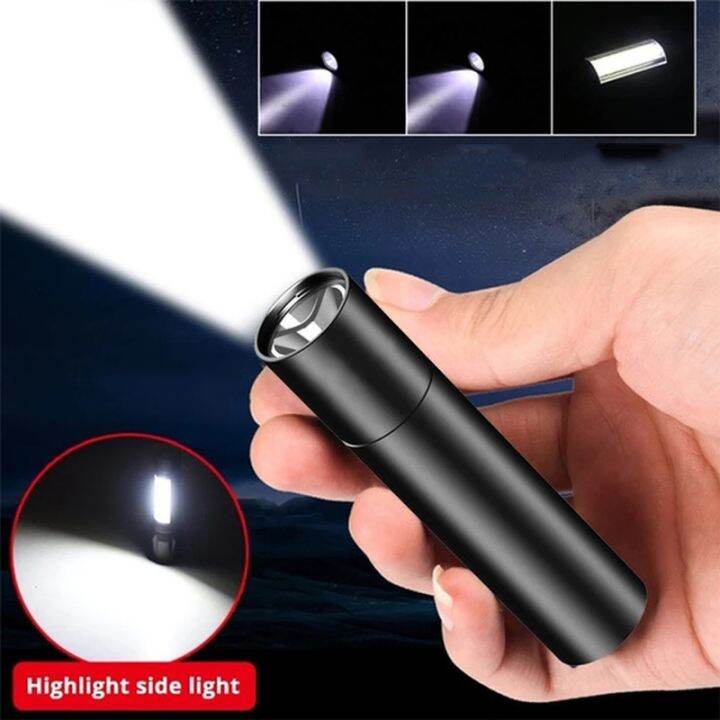 Super Bright Mini Flashlight 14500 USB Rechargeable Small Lamp with 3 ...