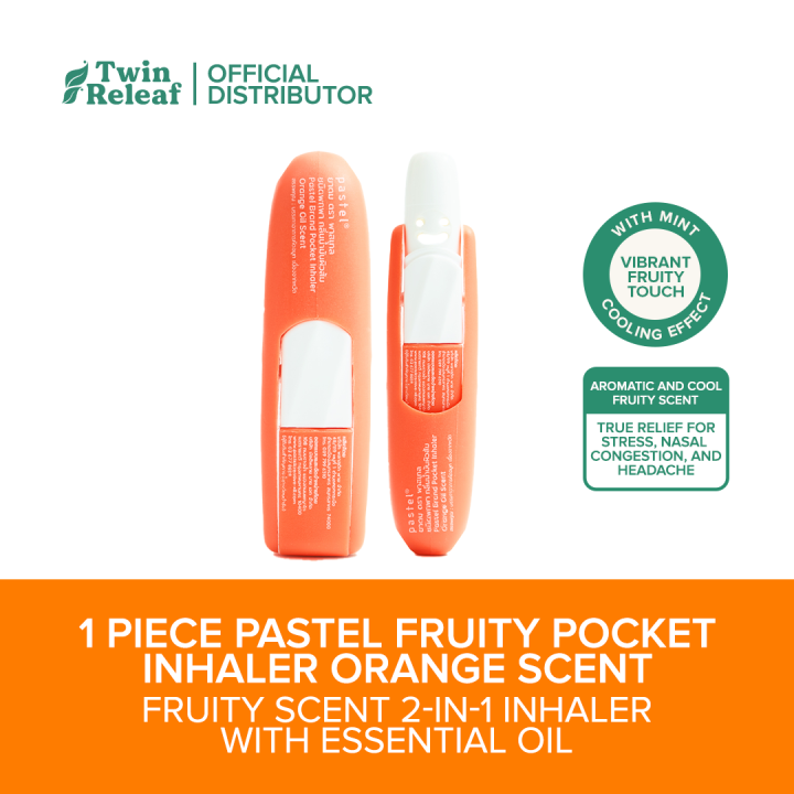 Twin Releaf 2-in-1 Pastel Fruity Orange Scent Pocket Inhaler [Menthol ...