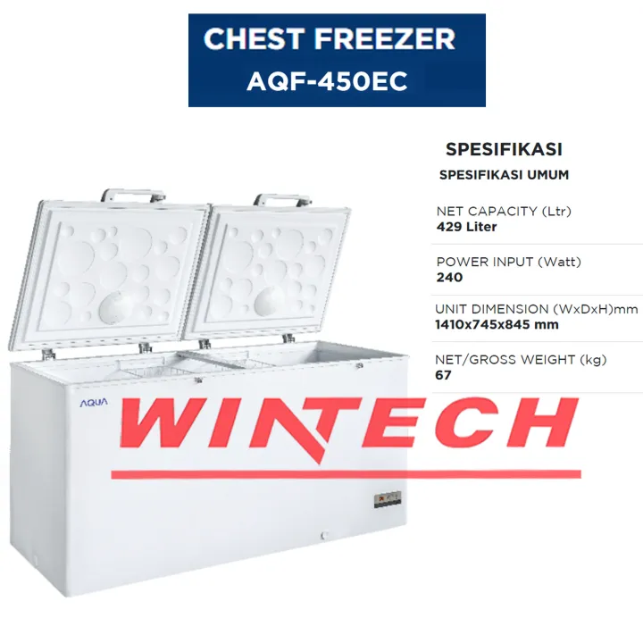 AQUA AQF-450EC AQF450EC CHEST FREEZER - FREEZER BOX - PENYIMPAN MAKANAN ...