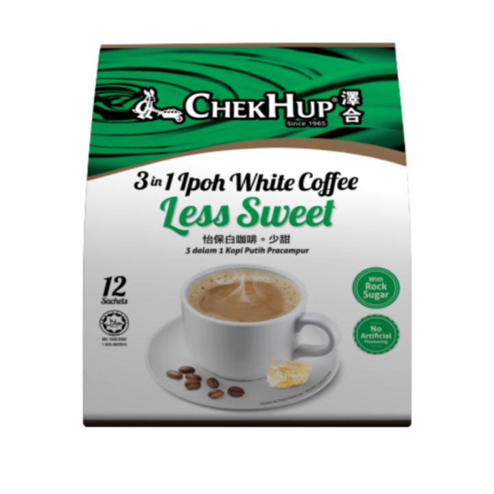 CHEK HUP 3 in 1 Ipoh White Less Sweet Malaysia (12 sachet) | Lazada ...