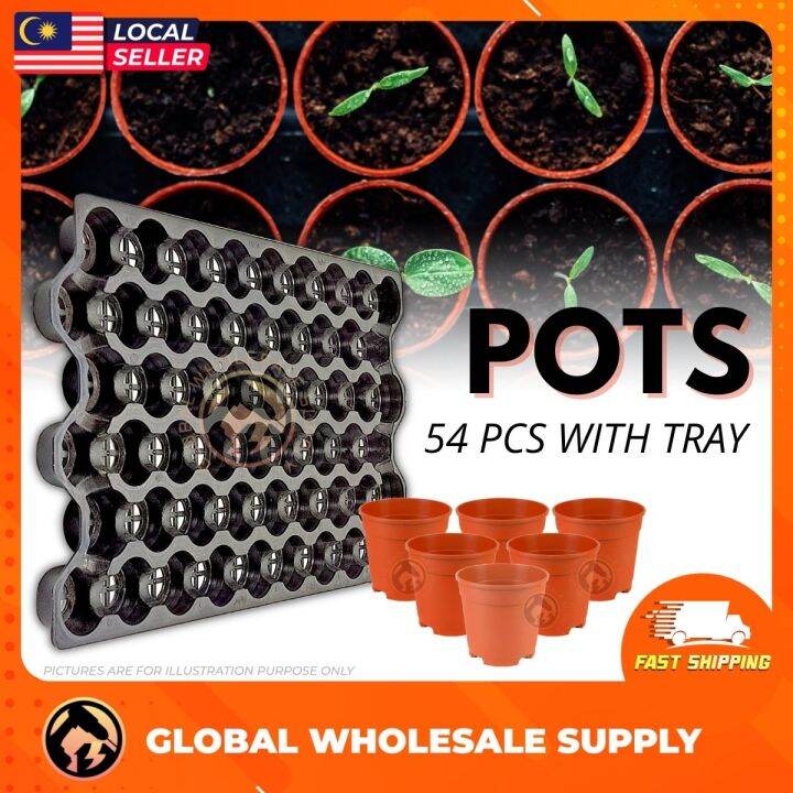 Thick Quality Tray + 54pcs Pots Professional Potting On Tray Seed ...