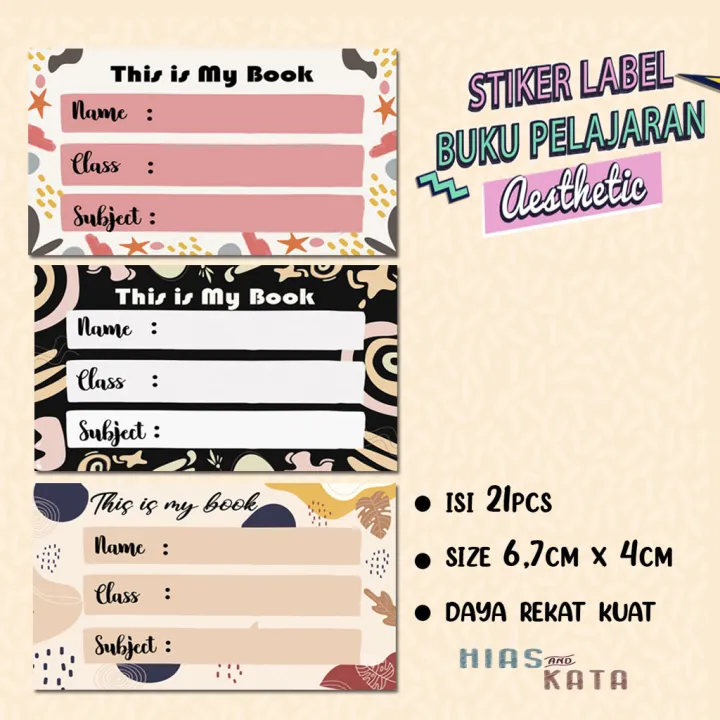 Stiker Label Buku Pelajaran Sekolah Aesthetic 21 pcs | Lazada Indonesia