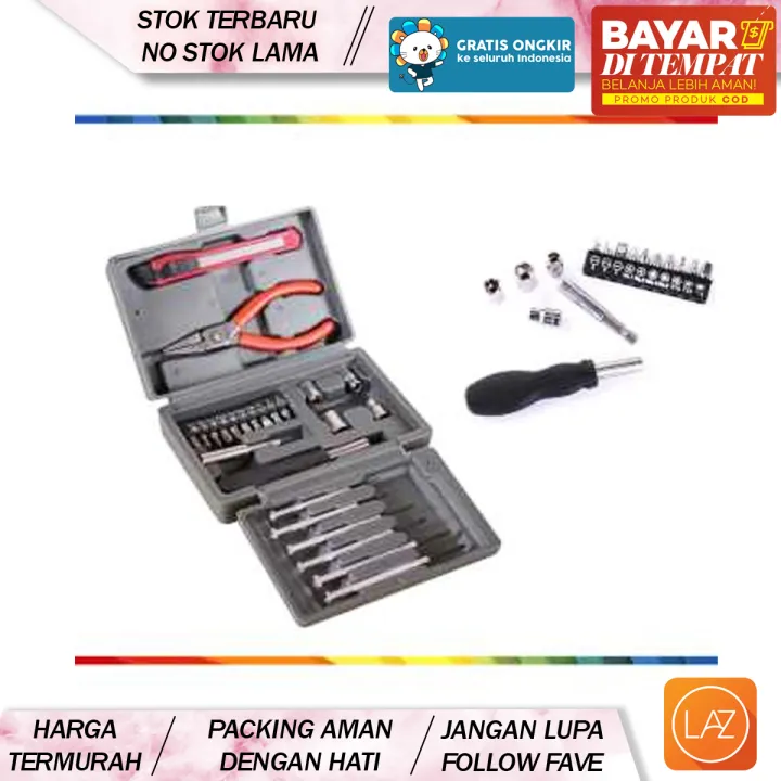 COD - [ 24PCS OBENG TOOLBOX ] Toolbox 24pc Tools / Tool Kit Obeng Tang ...