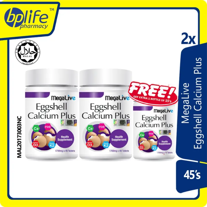 MegaLive Eggshell Calcium Plus 2x45s FREE 15s | Lazada