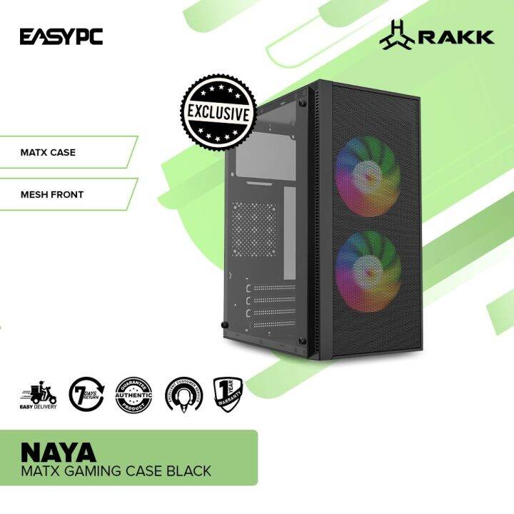 EasyPC RAKK NAYA Matx Gaming PC Case Black | Lazada PH
