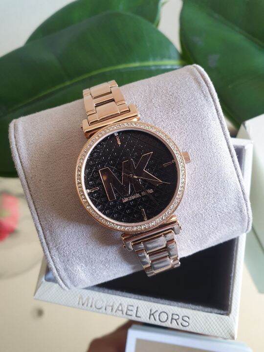 Michael Kors Sofie MK4335 Three-Hand Rose Gold , Black Dial with 1 year ...