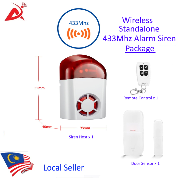 Stand alone Wireless Alarm Host Siren with Door Sensor & Remote Control ...