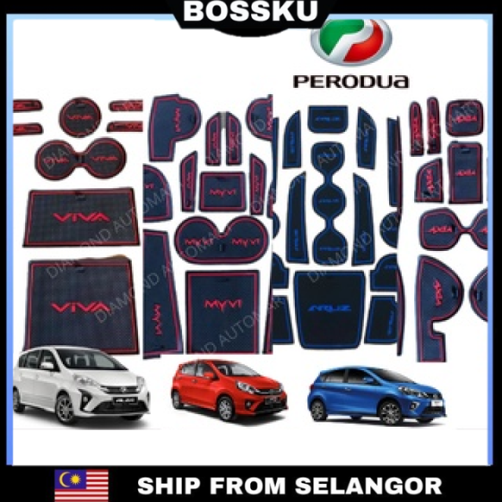 BOSSKU 1 full set PERODUA car slot mat ATIVA ARUZ VIVA interior MYVI ...