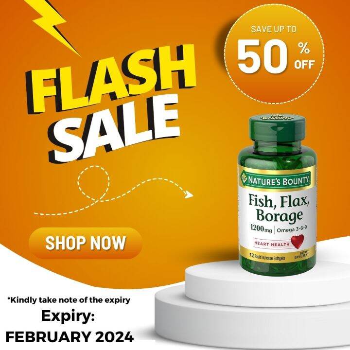 Nature's Bounty, Fish, Flax, Borage, 1,200 mg, 72 Rapid Release ...