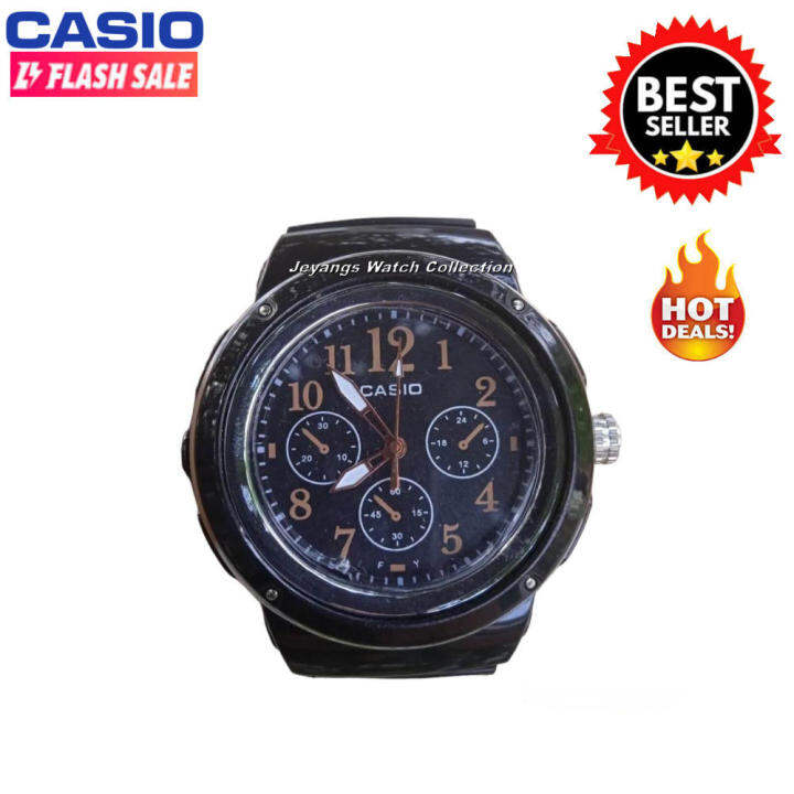 Casio ATWPH Quartz Movement Rubber StrapTri-Chrono All BLACK Number ...