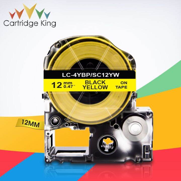 SC12YW LC-4YBP Black on Yellow 1/2" 12mm Label Tape for Epson ...