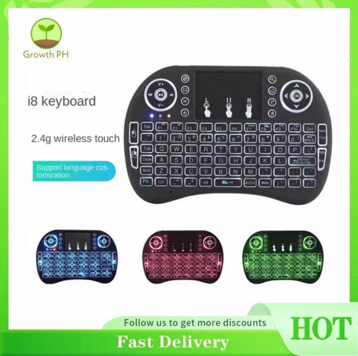 Original i8 Wireless Mini Keyboard 2.4GHz 3-Colored Backlight Bluetooth ...