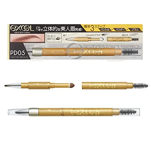 Japan Excel Powder & Pensil Alis EX PD05 Grayish Brown | Lazada Indonesia