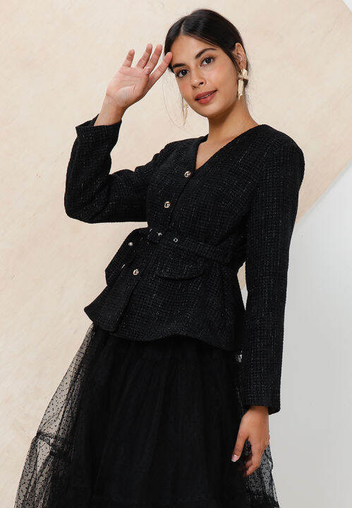 Zalia - Tweed Peplum Jacket | Lazada.co.th