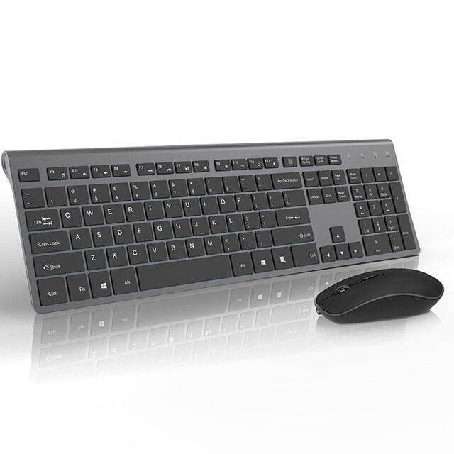 French Wireless Keyboard Mouse Set Rechargeable Mouse 2400DPI German ...