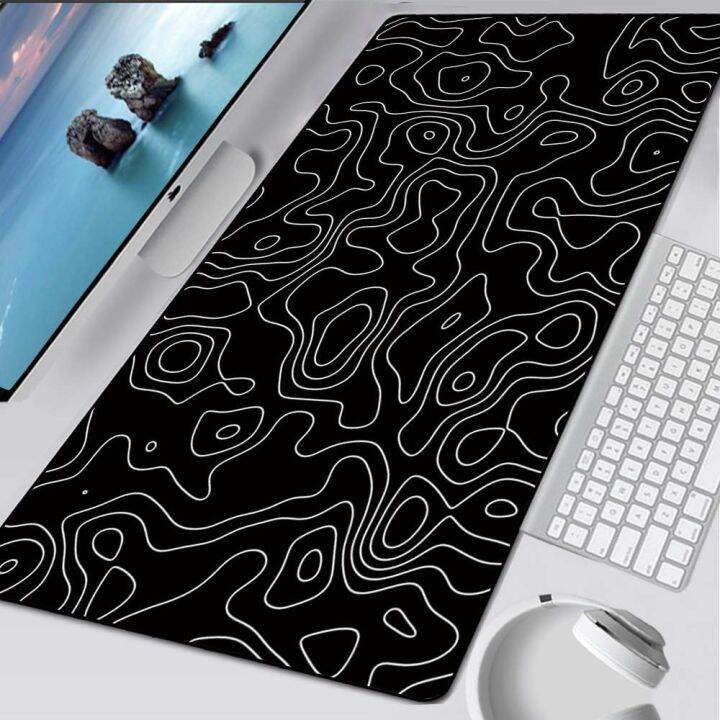 Big Topographic Map Art Mousepad 80X30 Desk Protector Pad on The Table ...