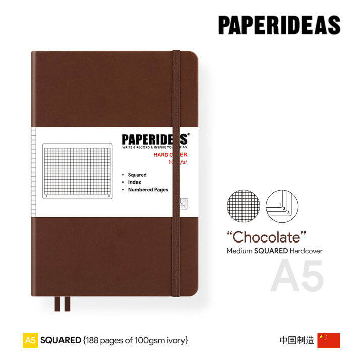 Paperideas Medium (A5) "Chocolate" Squared Hardcover Notebook - สมุด ...