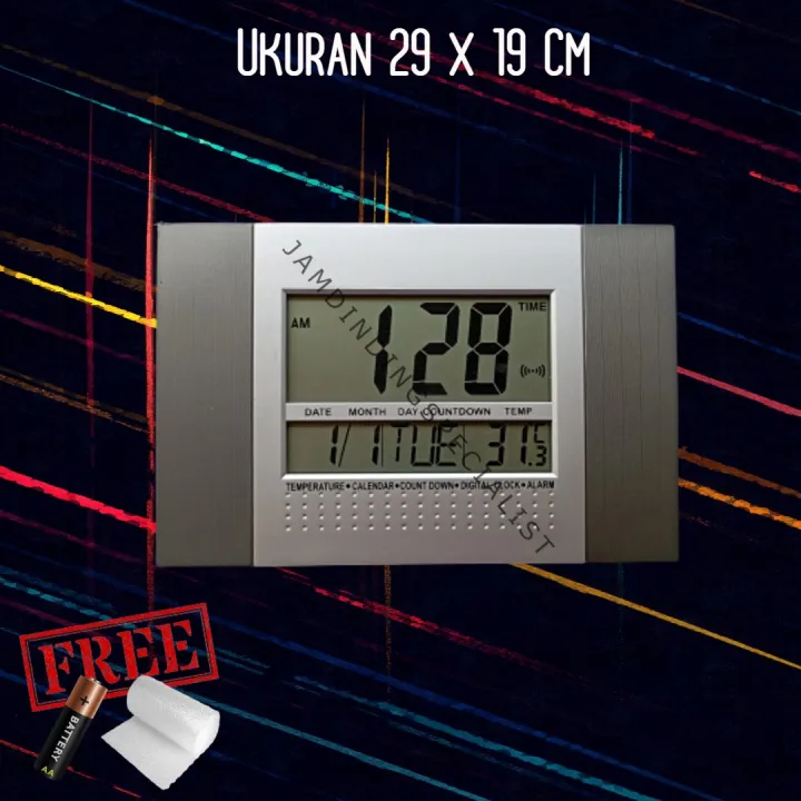 JAM DINDING JAM MEJA LED DIGITAL KALENDER DAN SUHU RUANGAN UKURAN 29CM ...