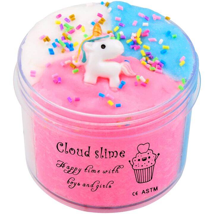 史莱姆 起泡胶 200ml Unicorn Cloud Slime kit 3 colors in 1 fluffy slime for ...