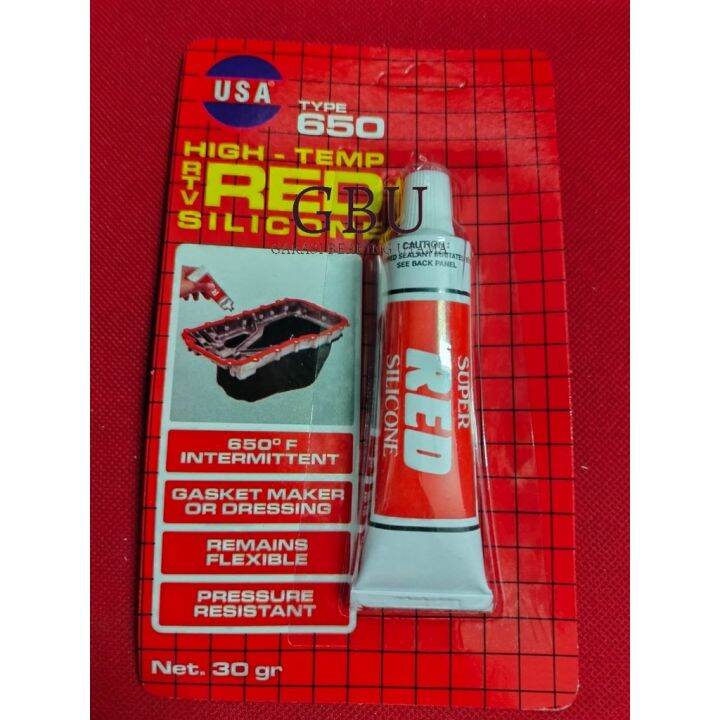 LEM HIGH TEMP SILICONE USA RED 650 30gr SEALANT Gasket MERAH | Lazada ...