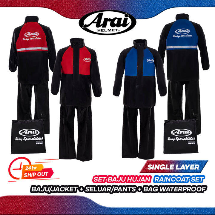 3 IN 1 RAINCOAT - ARAI SINGLE LAYER RAINCOAT WITH BAG / BAJU HUJAN ...