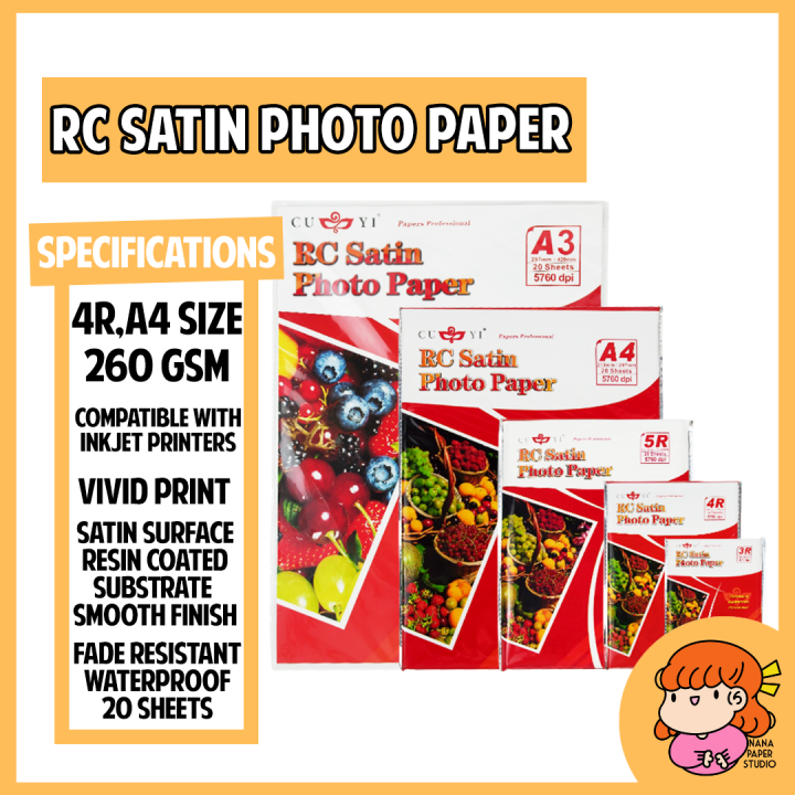 🇸🇬 RC Satin Textured Inkjet Photo Paper A4 4R 260gsm 20 Sheets | Lazada ...