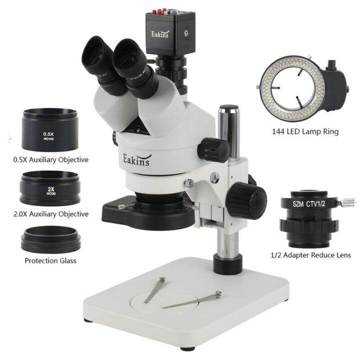 Simul-Focal 7X-45X 3.5X-90X Zoom Stereo Trinocular Microscope 1080P ...