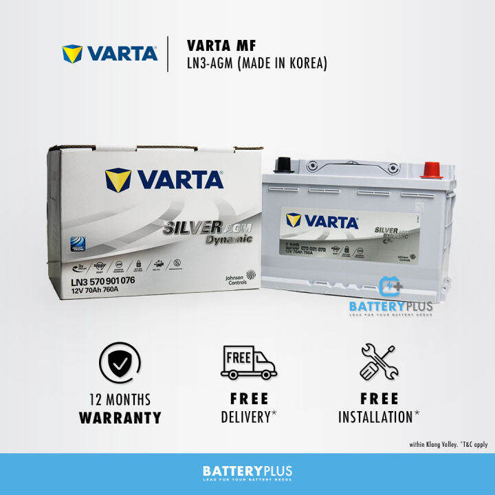 LN3 AGM | DIN70L | DIN70 Varta Silver AGM Dynamic Car Battery Bateri Kereta | Lazada