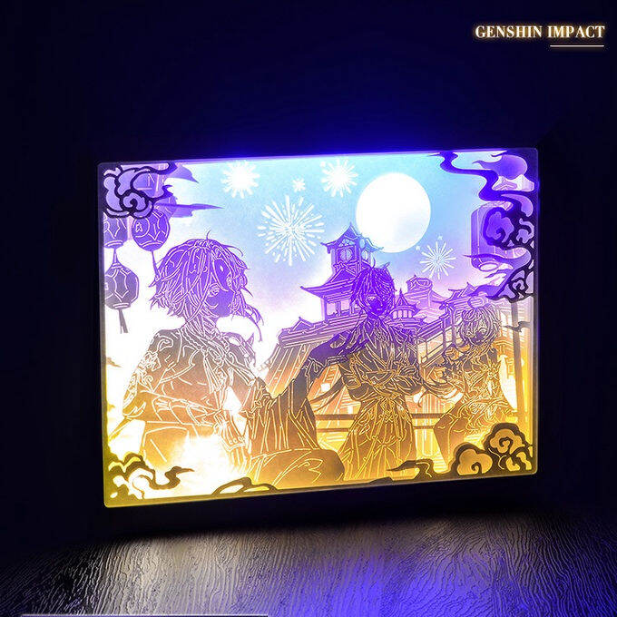Genshin Impact Paper Carving Lamp Nightlight Projection Lamp Gift ...