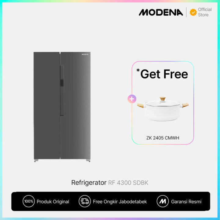 MODENA Refrigerator - RF 4300 SDBK | Lazada Indonesia