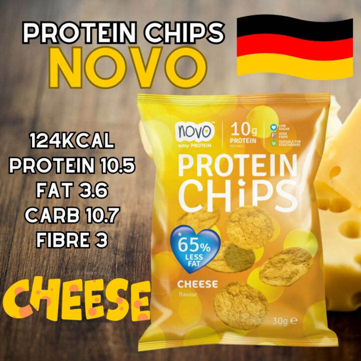 Novo German Protein Chips Cheese flavors 10g protein 65% less fat low ...