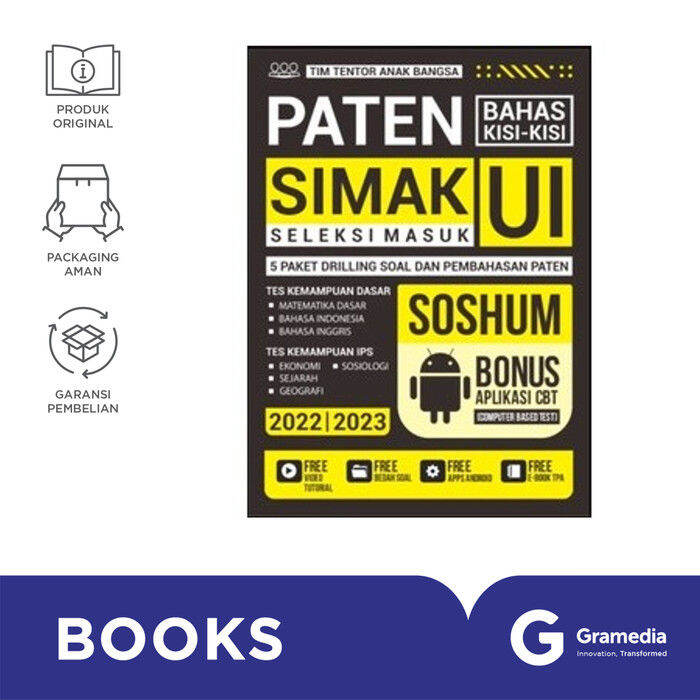 BUKU PATEN TES SIMAK UI SOSHUM TERBARU 2022-2023 | Lazada Indonesia BUKU PATEN TES SIMAK UI SOSHUM TERBARU 2022-2023 | Lazada Indonesia