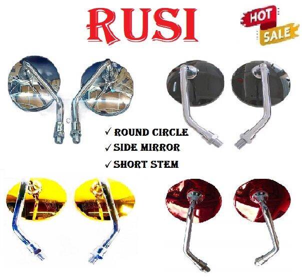 RUSI Passion 125 CIRCLE SIDE MIRROR MOTORCYCLE ROUND TYPE SHORT STEM ...