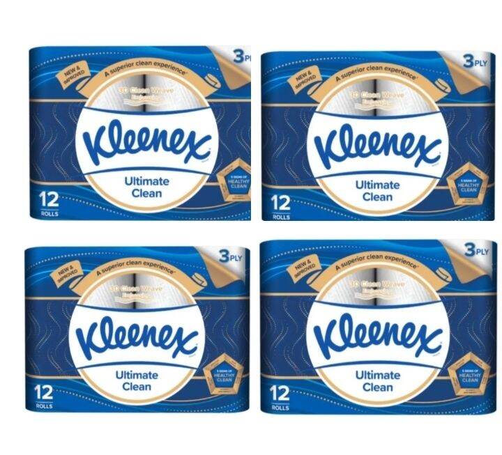 Kleenex Ultimate Clean Bathroom Tissue 3ply - 12 Rolls set of 4 pack ...