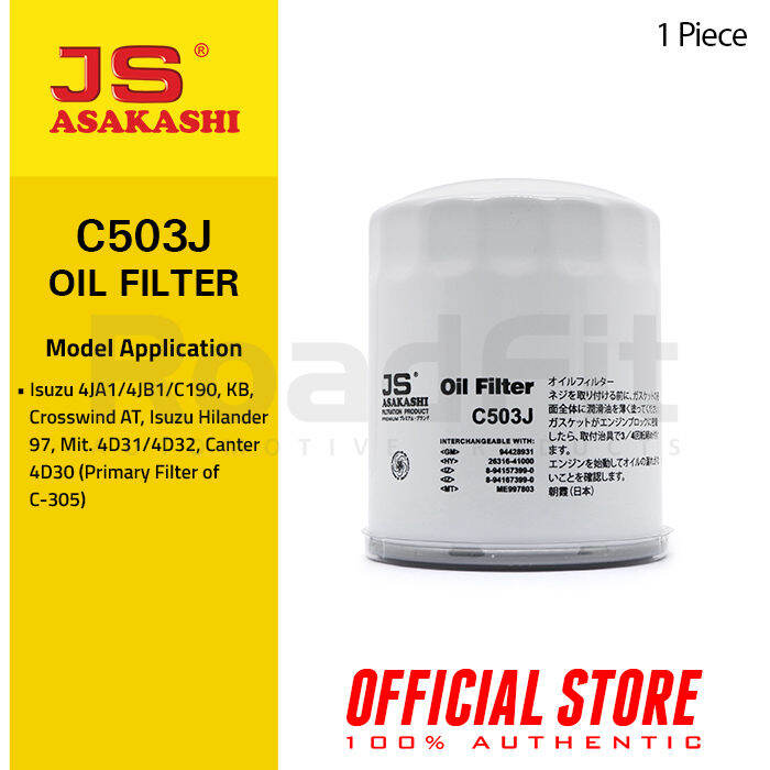 JS Oil Filter C503J for Isuzu 4JA1/4JB1/C190, KB, Crosswind AT ...