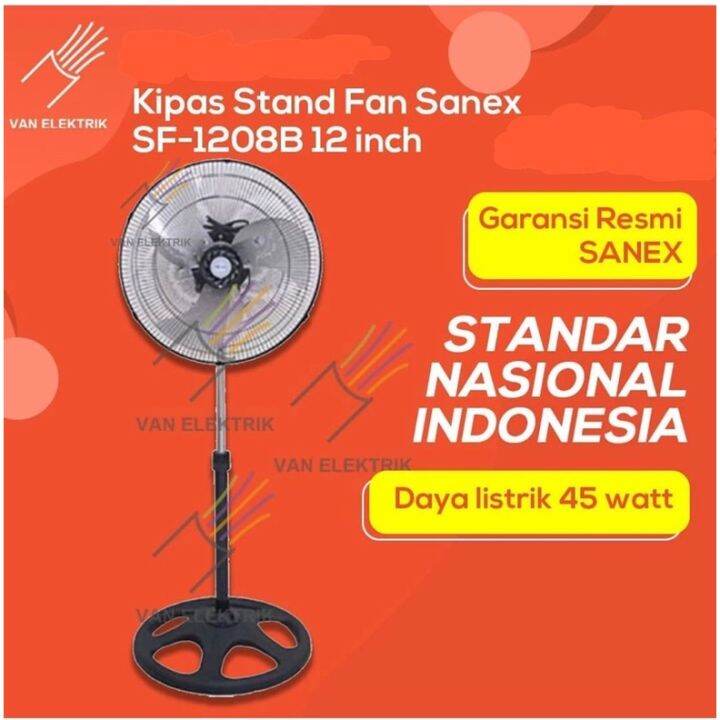Kipas Stand Fan Sanex SF-1208B 12 inch Full Besi Kipas Angin Berdiri Tornado SNI | Lazada Indonesia