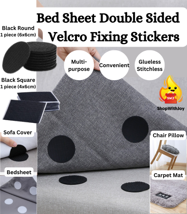 【ShopWithJoy】Bed Sheet Fixing Stickers Seamless Double Sided Velcro ...