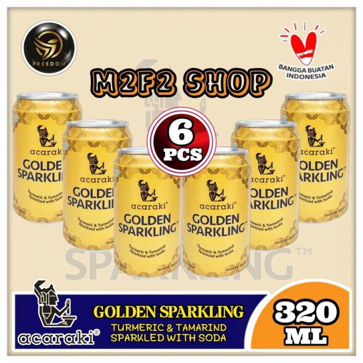 Acaraki Golden Sparkling Soda Rasa Kunyit Asam Kaleng - 320 ml (Kemasan ...