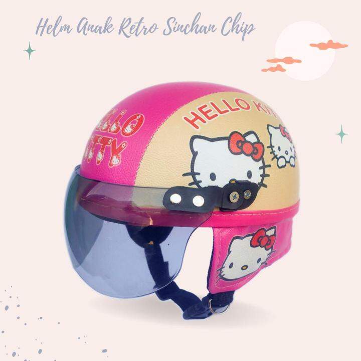Helm anak retro chip lucu imut gemes usia 1- 4 Tahun Motif Hello Kitty ...